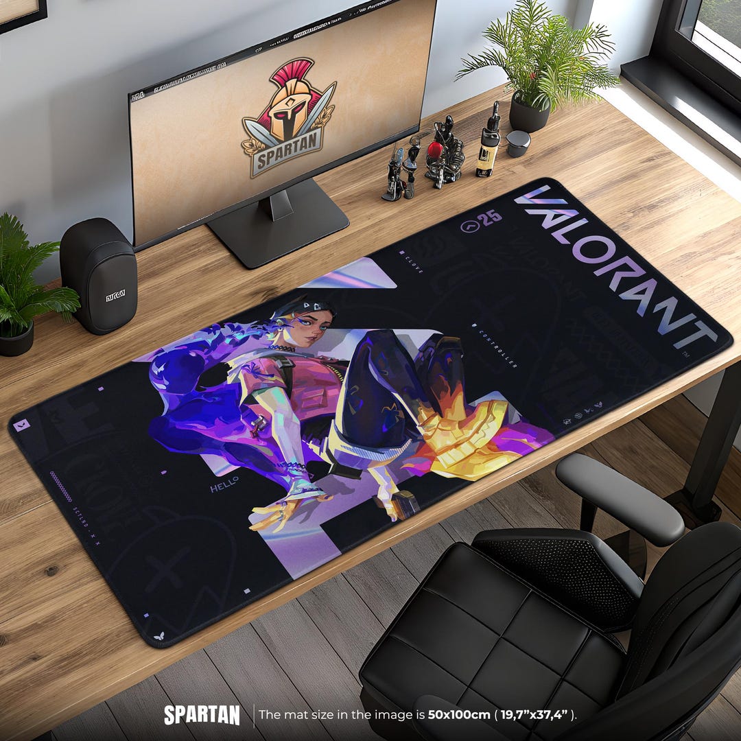Valorant Neon Mouse Pad – Stylish Agent Art Gaming Desk Mat, Valorant ...