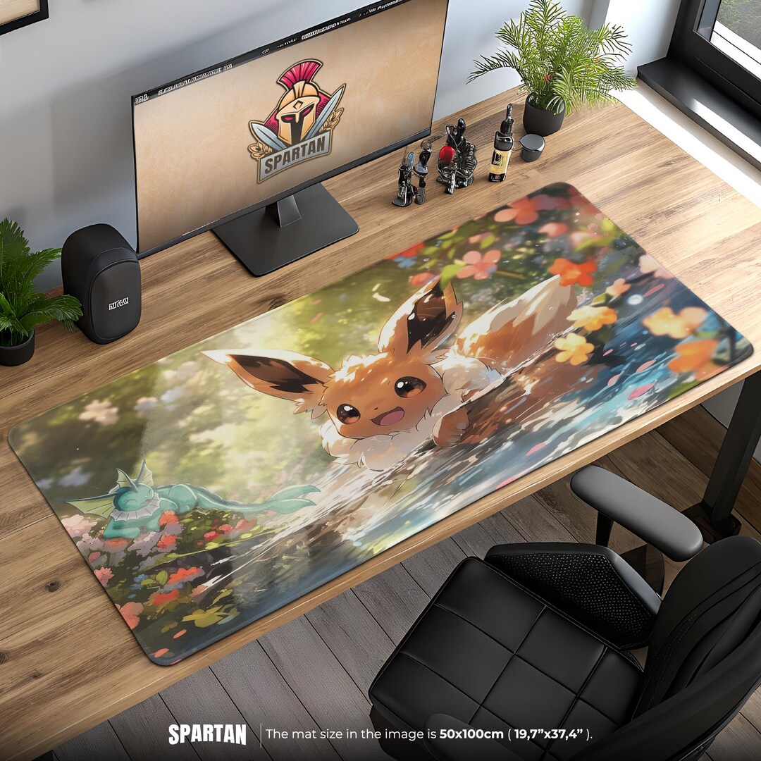 Eevee & Vaporeon Water Garden Mouse Pad – Cute Pokémon Desk Mat With ...