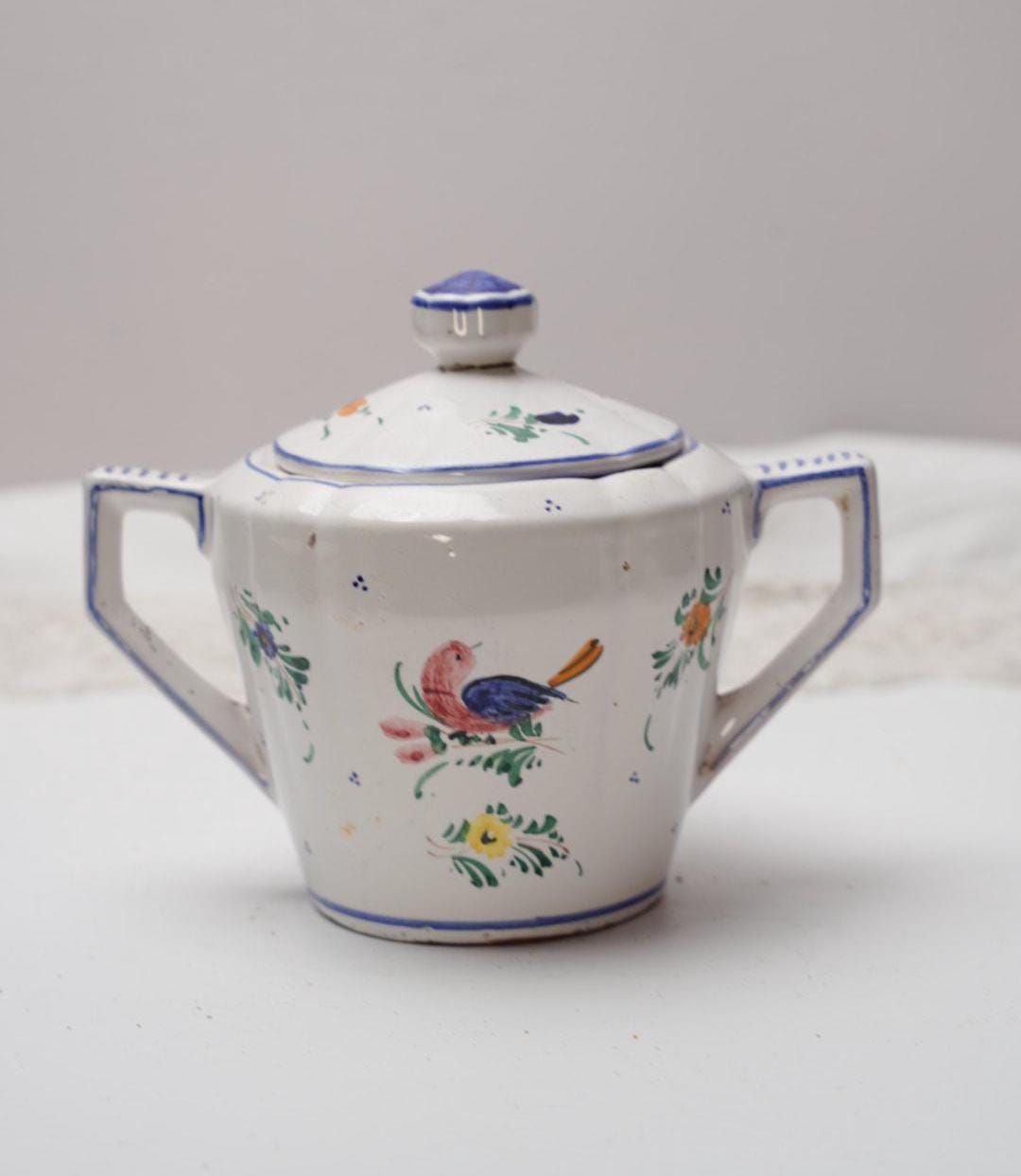 Vintage Deruta Italian Majolica Sugar Bowl | Hand Painted Pottery Jar ...