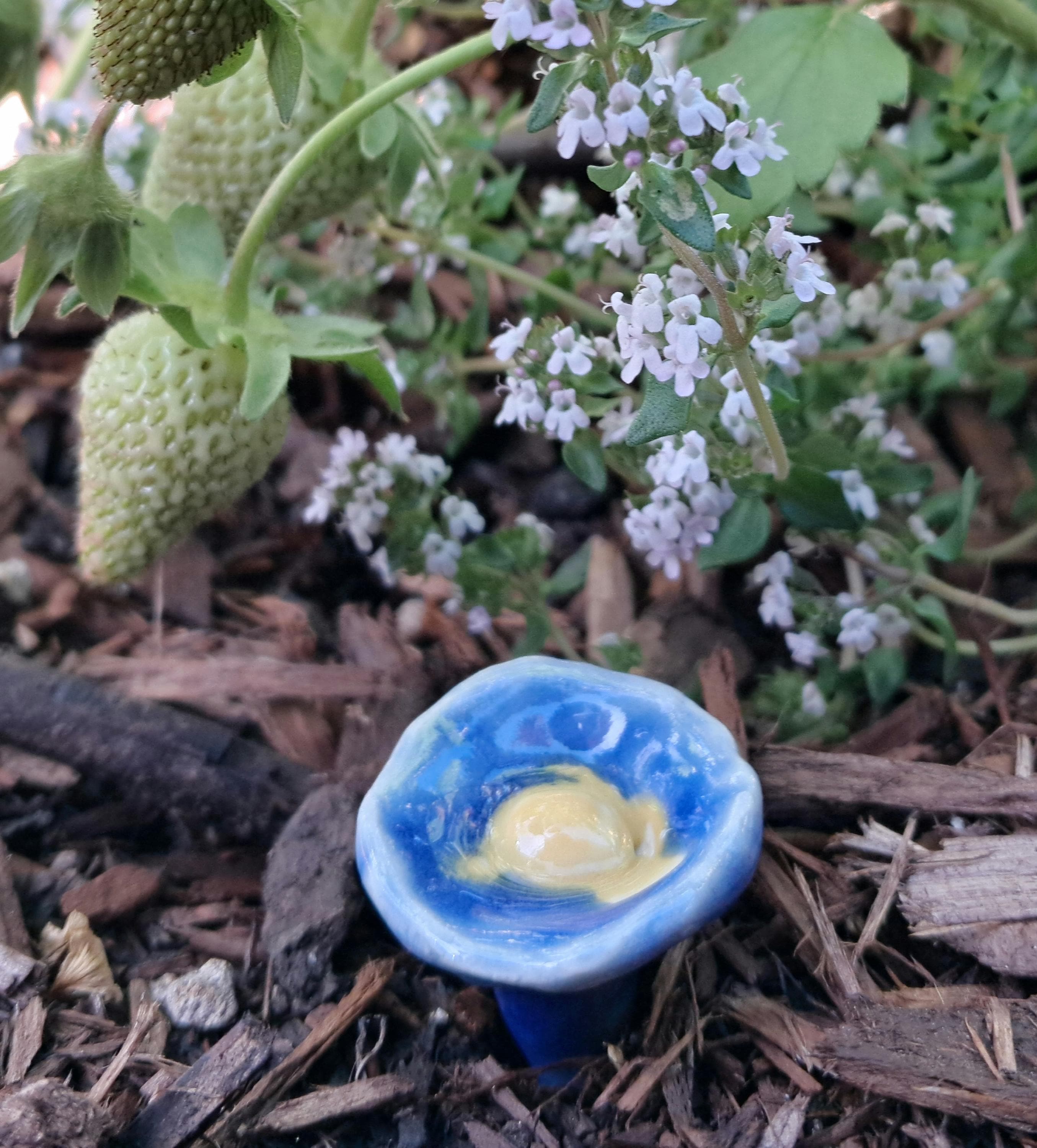 Handmade Ceramic Bee Watering Station: Garden Pollinator Cup - Etsy