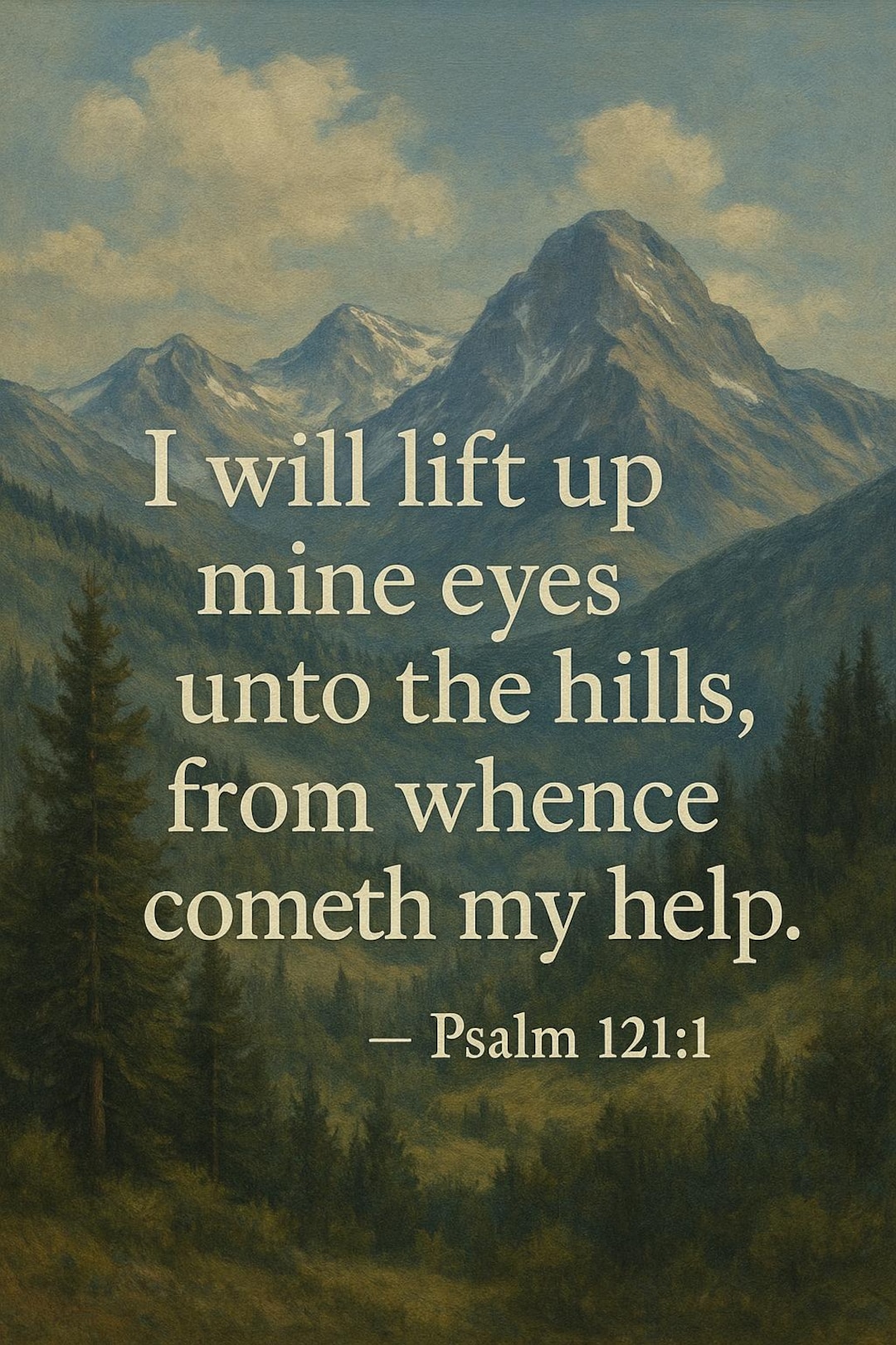 I Lift up My Eyes Psalm 121:1 Mountain Print – Inspirational Scripture ...