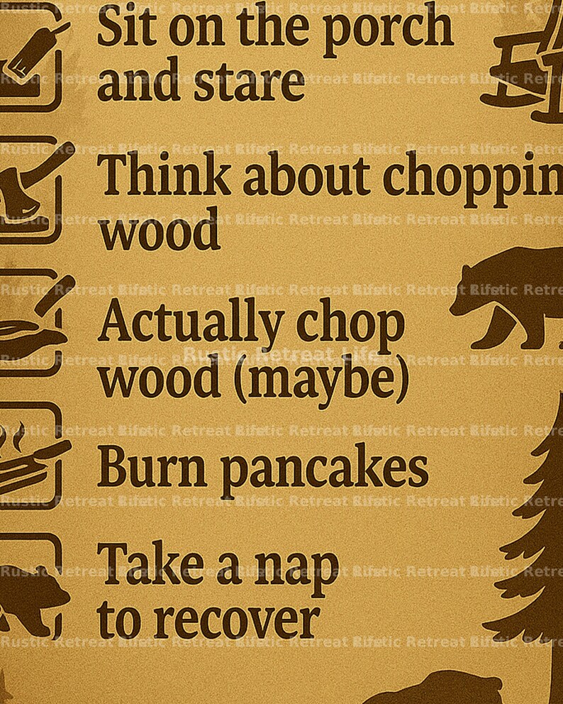 Cabin To-do (eventually) - Funny Rustic Cabin Checklist - Cozy Lodge ...