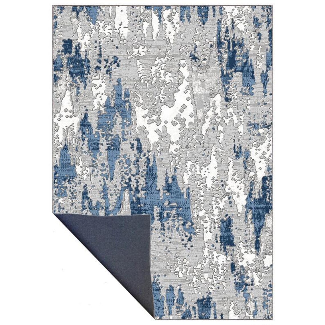 Modern Abstract Blue Gray Rug: Minimalist Living Room Carpet - Etsy