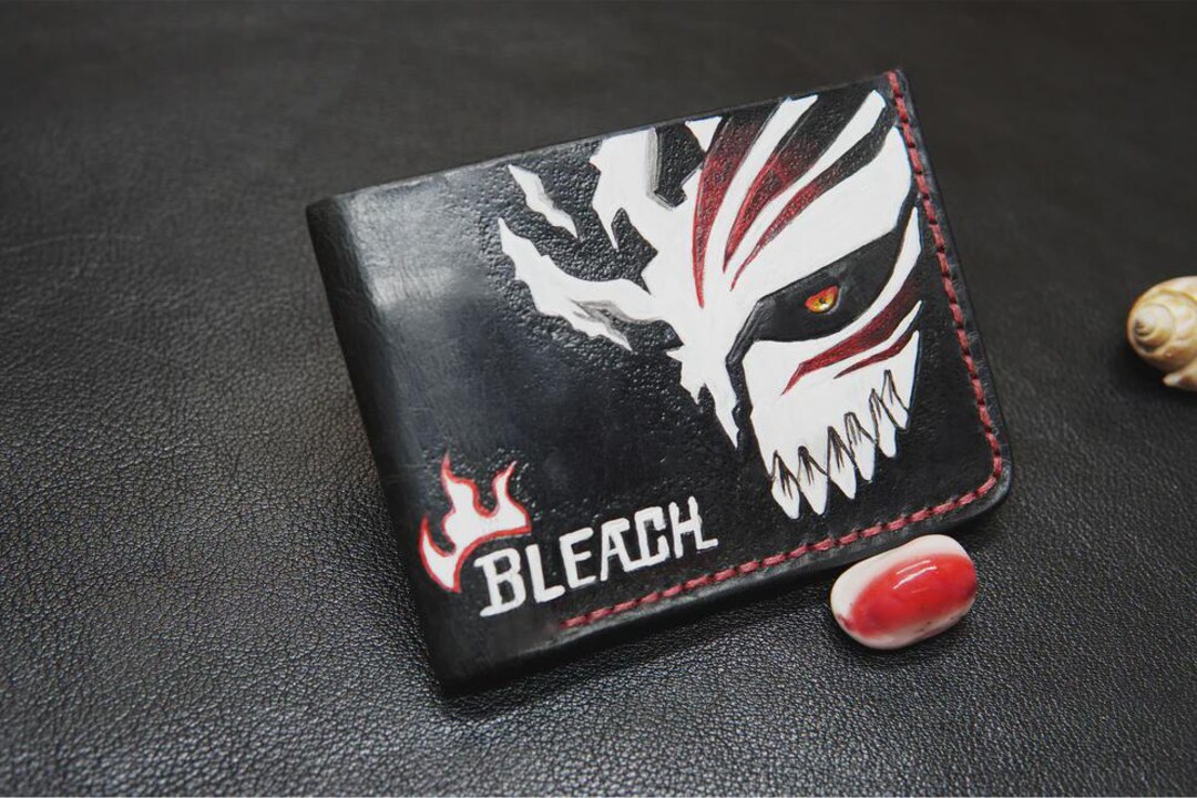 Hollowed Hand-carved Hollow Mask Wallet – Bleach Anime Leather Bifold ...