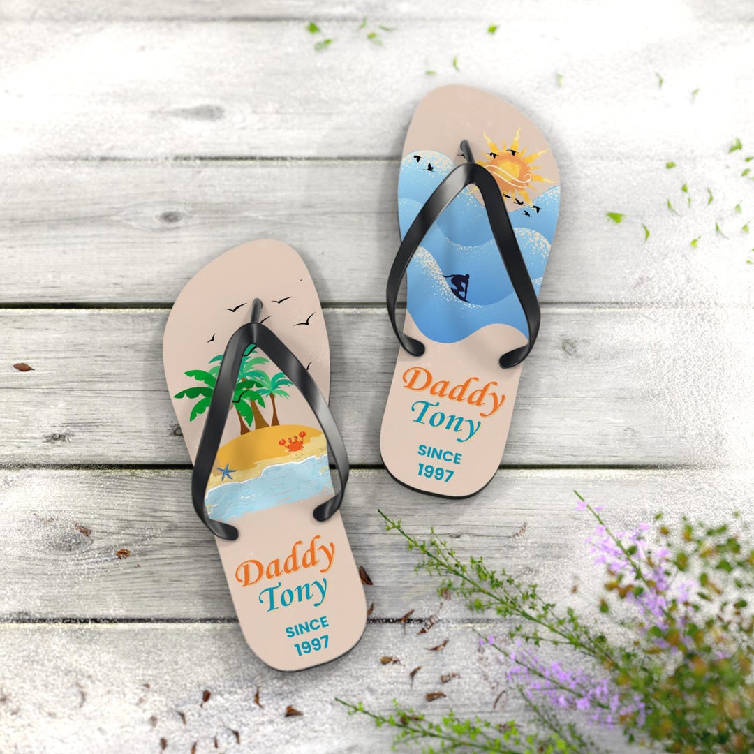 Custom Name Flip Flops, Personalized Friend Title, Name I Year, Gift ...