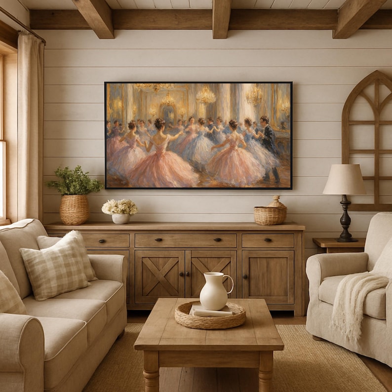 Victorian Ballroom Soirée Vintage Dance Painting Countryside Farmhouse ...