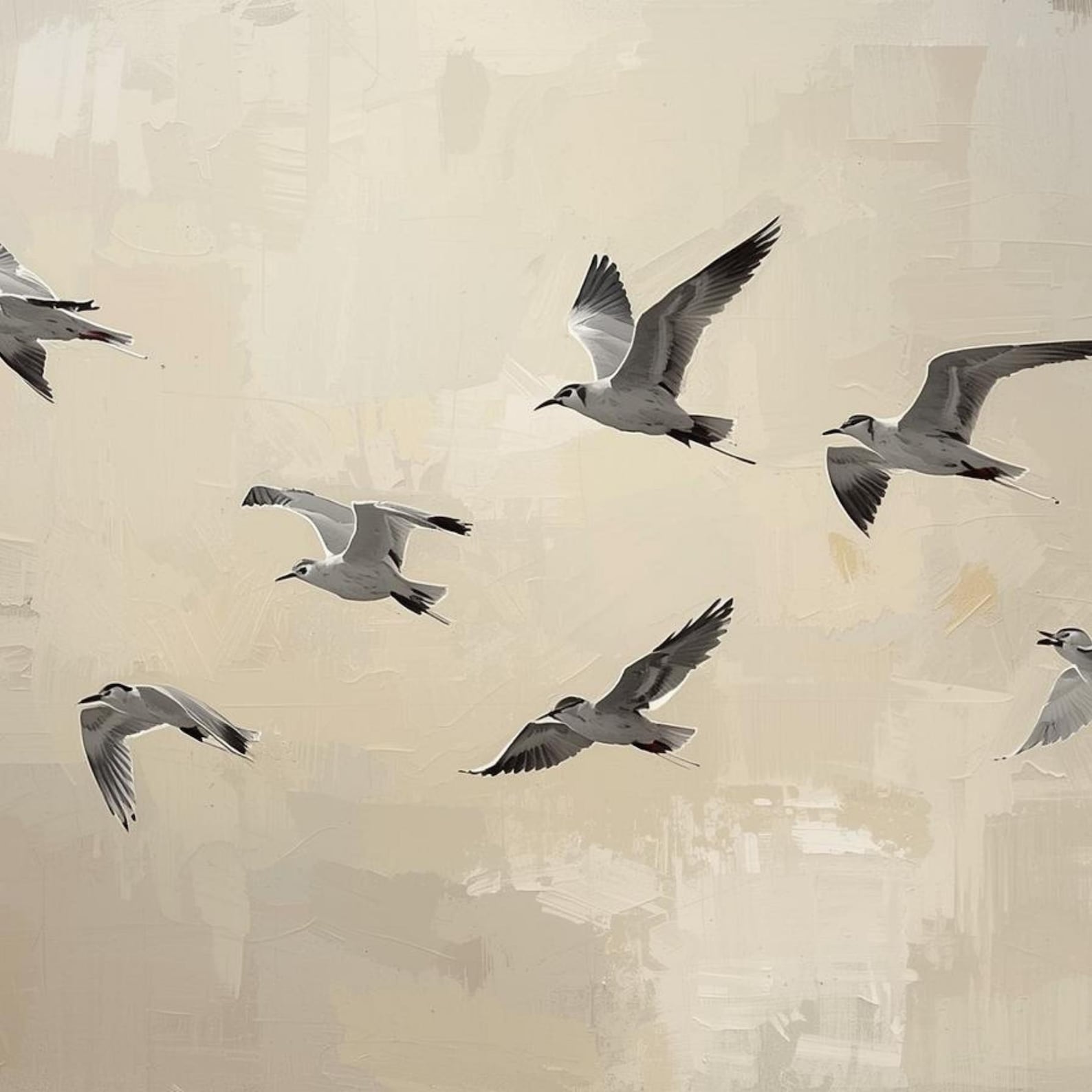 Vintage Flying Birds Abstract Painting Samsung Frame Tv Art Digital ...