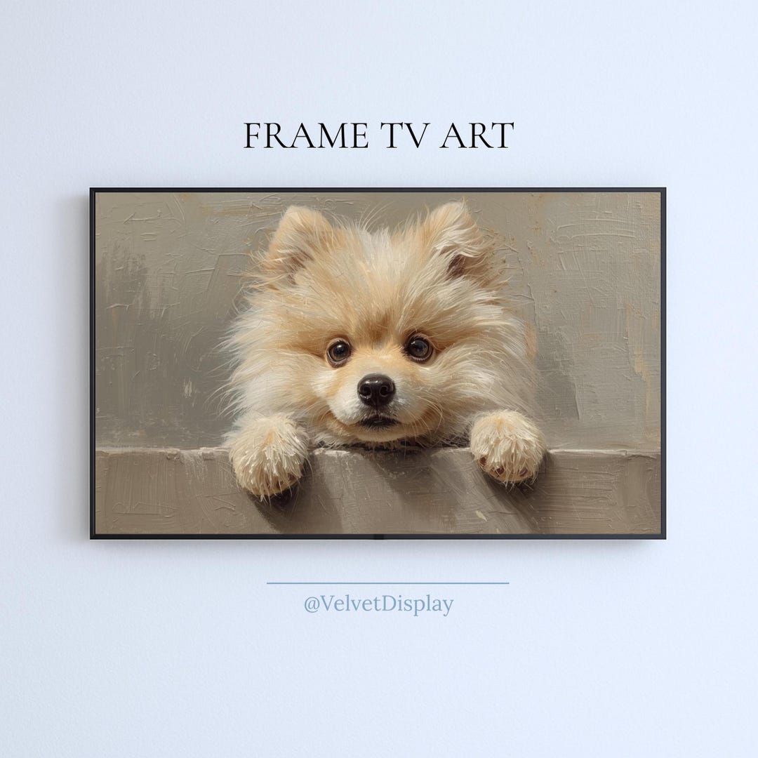 Vintage Japanese Spitz Dog Painting Frame Tv Art Samsung Smart TV ...