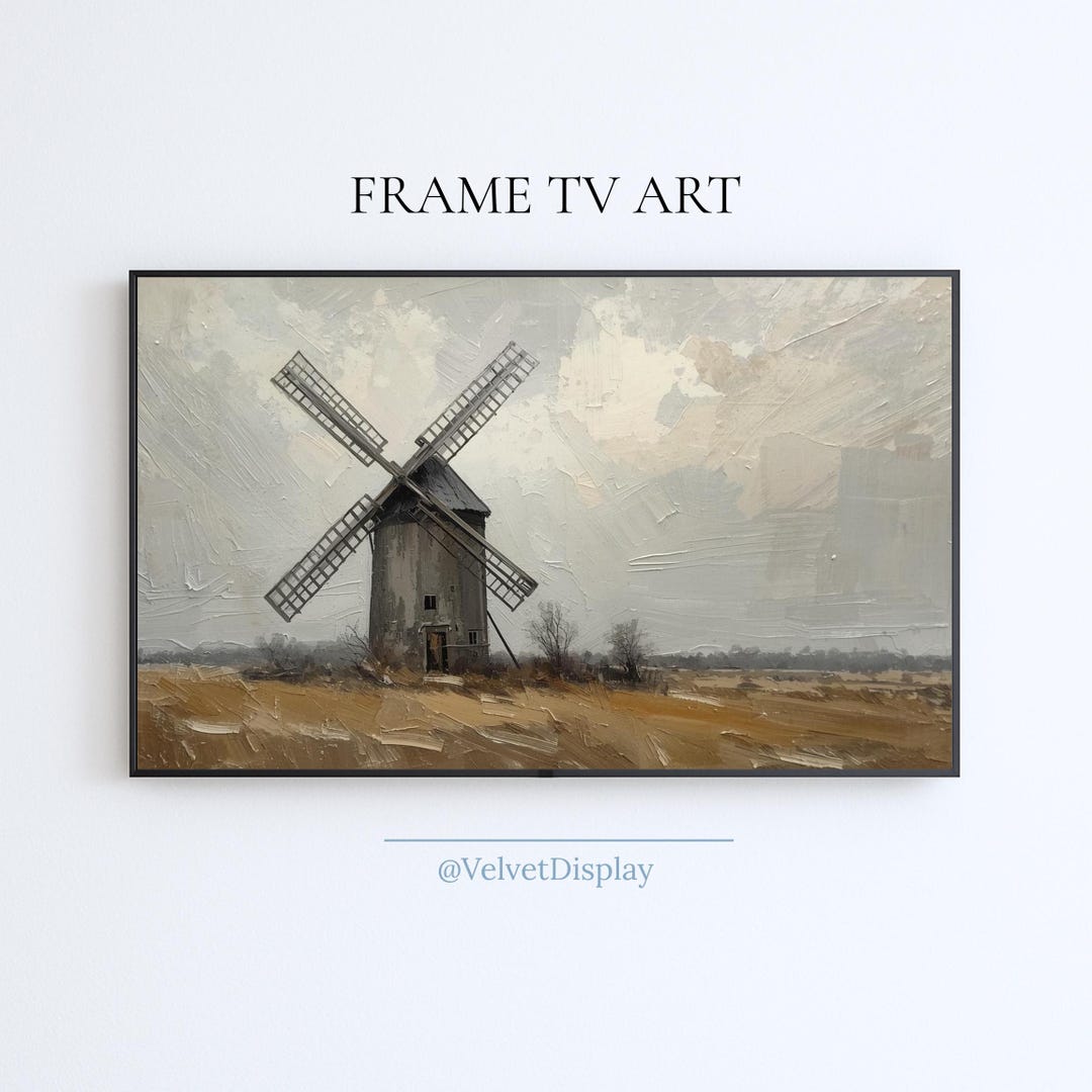 Windmill Frame Tv Art Vintage Landscape Painting Samsung Smart TV ...