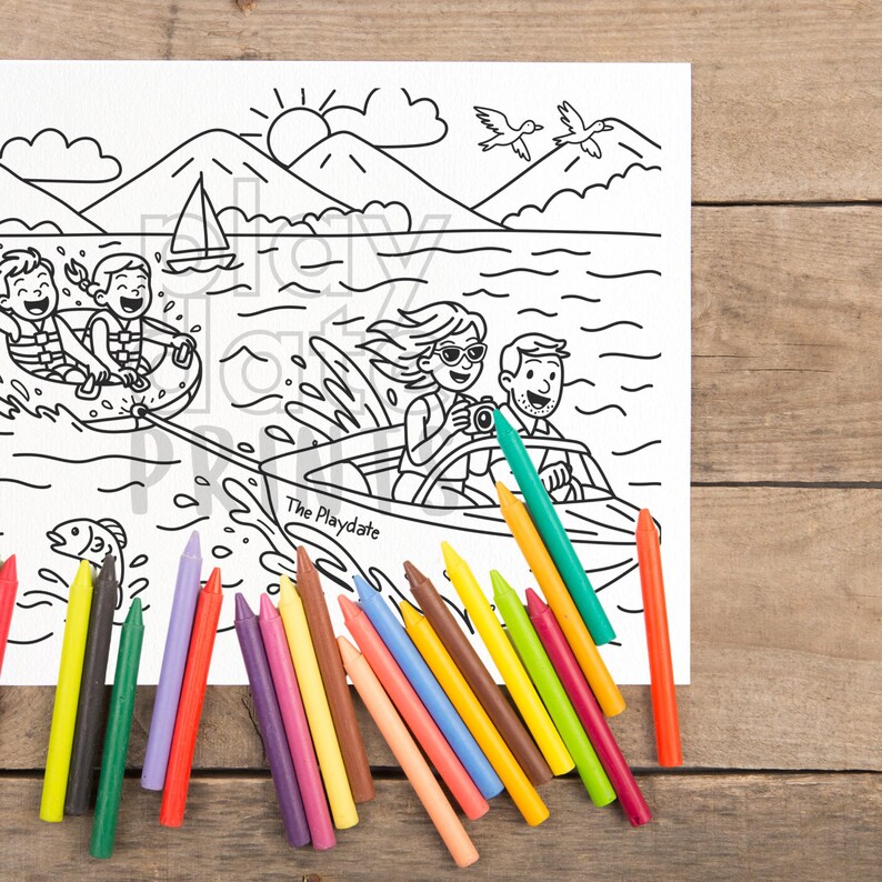 Jet Boat Summer Coloring Page – Lake Day Printable for Kids, Parents ...