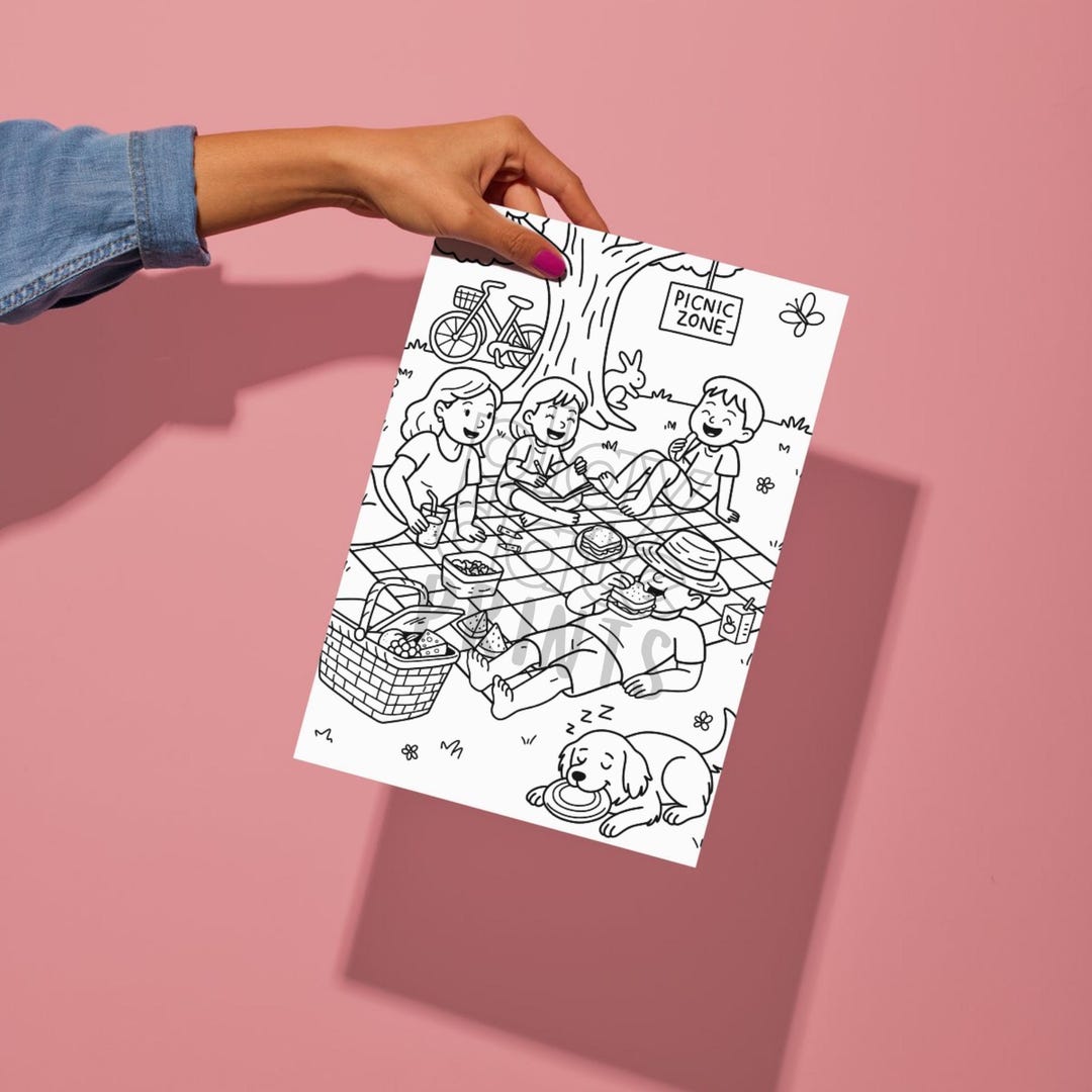 Shady Picnic Coloring Page – Cozy Summer Printable for Kids, Parents ...