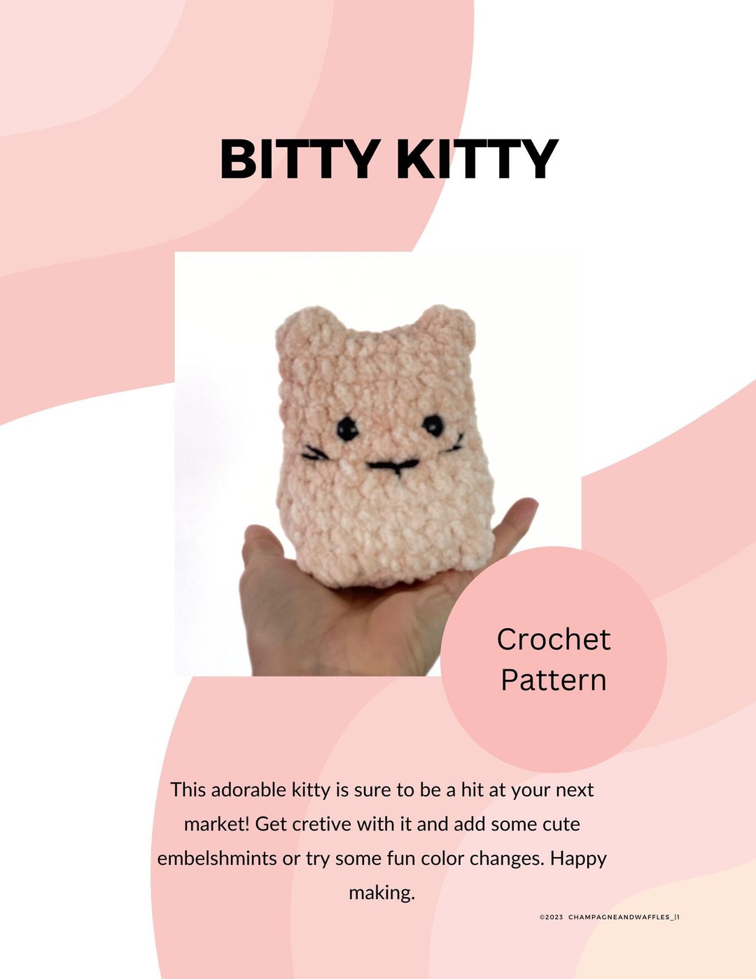 Crochet Cat Pattern, PDF, Digital Download Only, Crochet Cat, Bitty ...