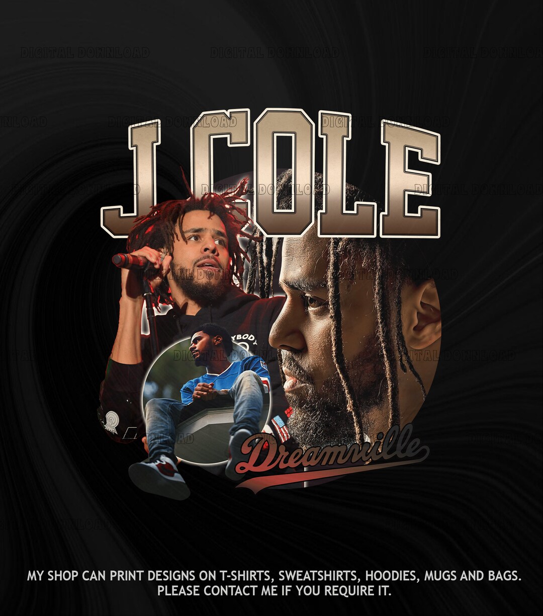 J Cole Art Png, T-shirt Design, Bootleg Tees Design, Ready to Print ...