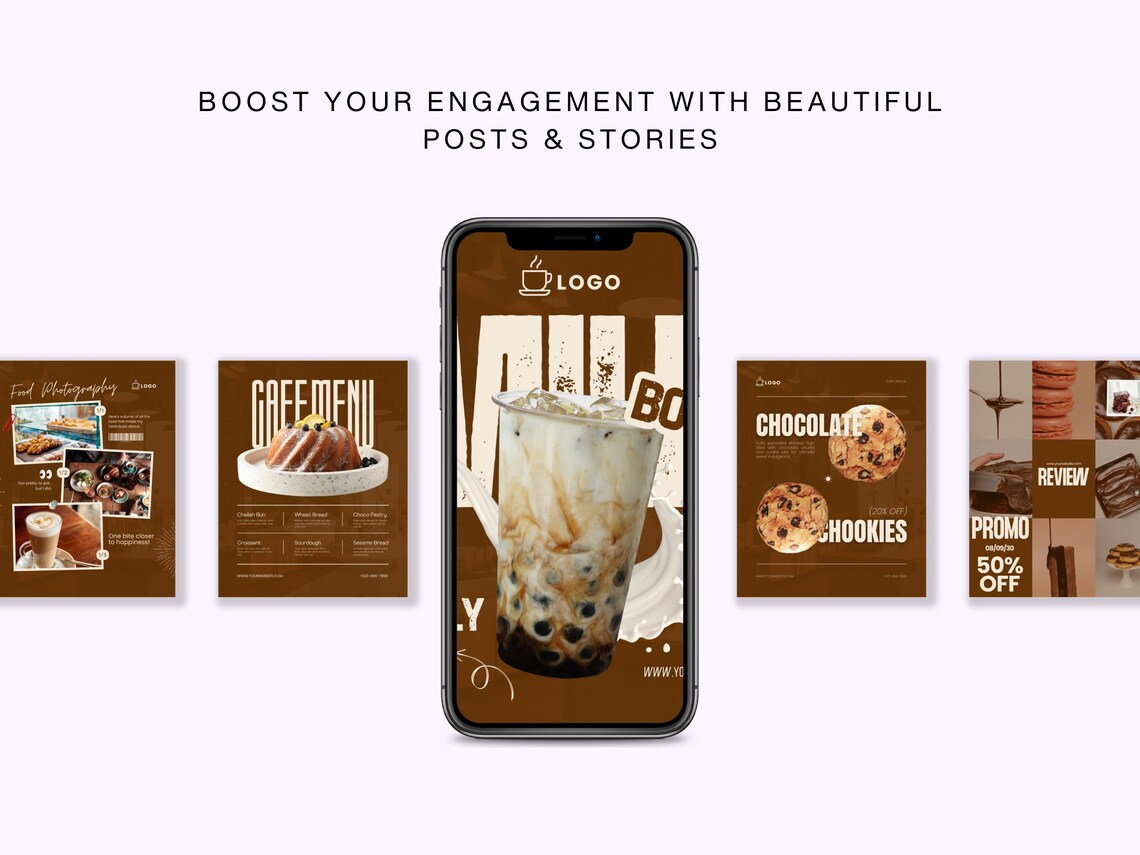 Bakery & Coffee Shop Instagram Templates: Restaurant Social Media Kit ...