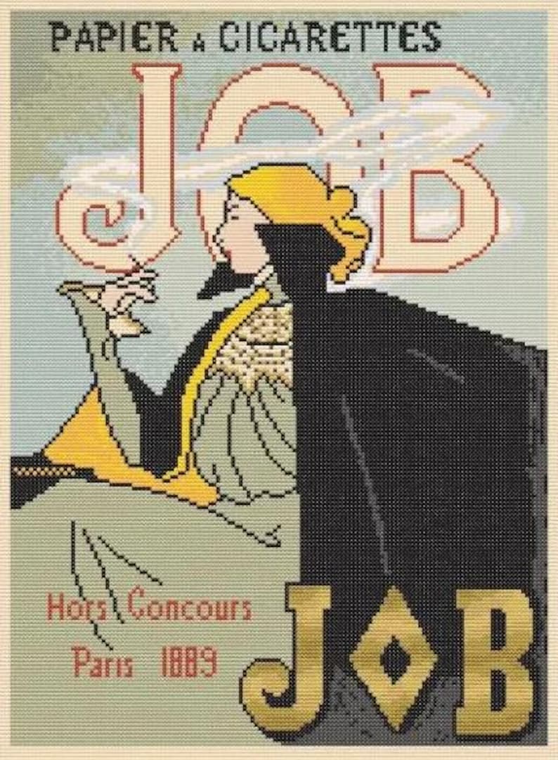 Vintage Poster Cross Stitch Pattern, Cigarette Art Nouveau Embroidery ...
