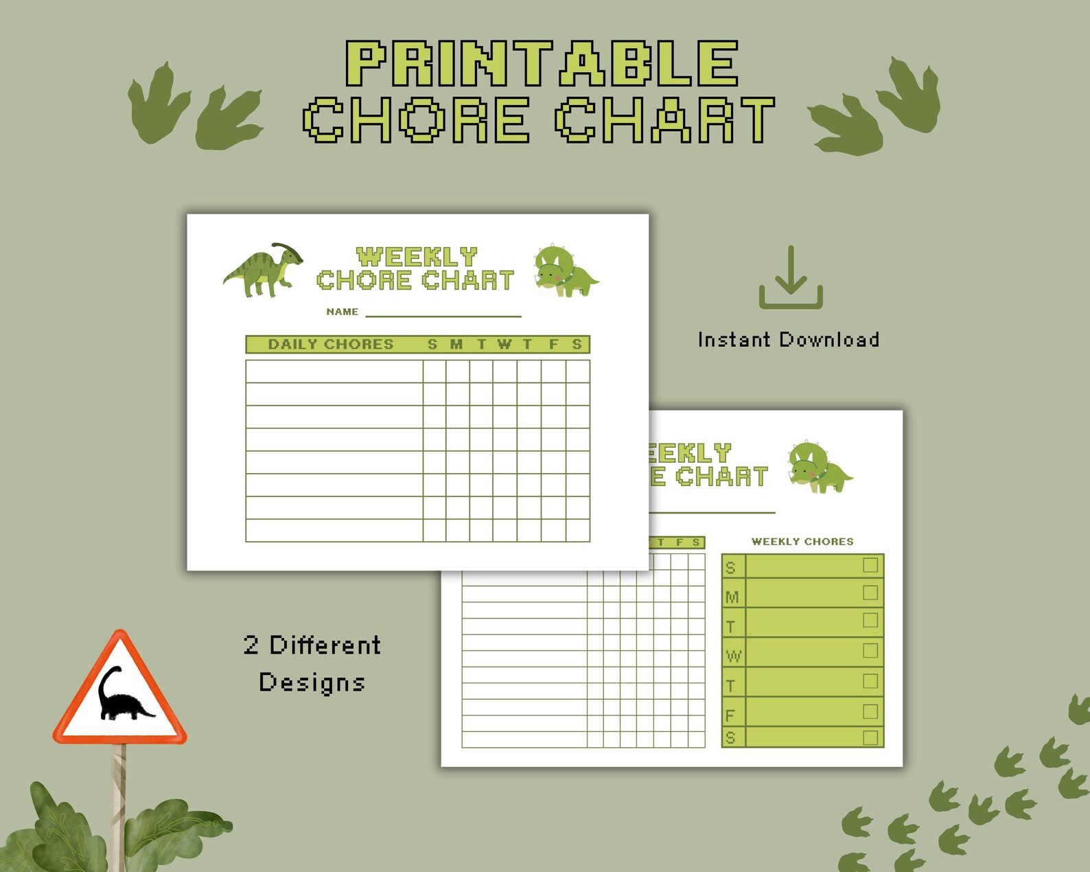 Dinosaur Weekly Chore Chart Printable | Letter Size PDF | Kids Routine ...