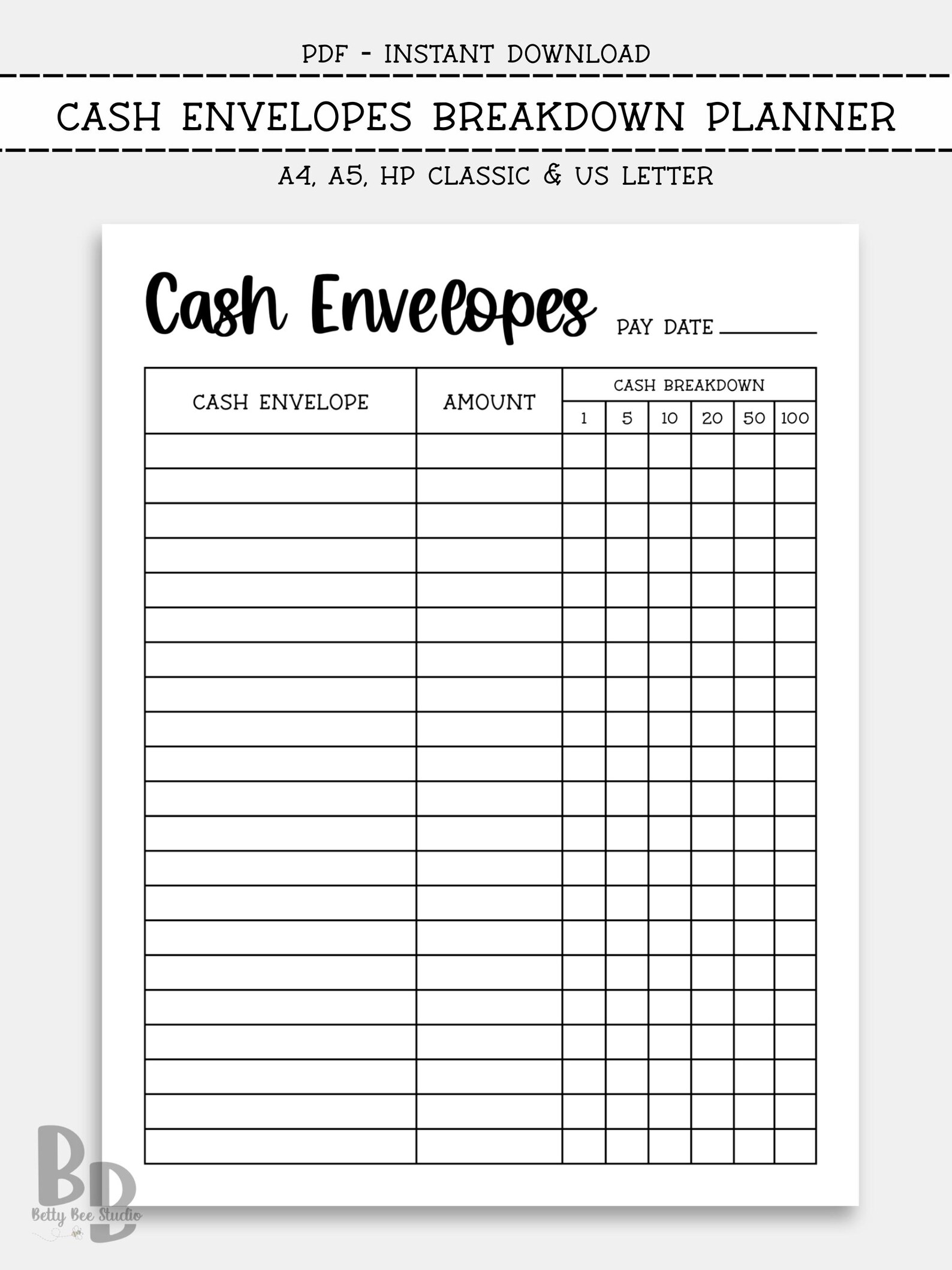 Cash Envelope Budget Planner | Cash Envelope System | Printable Cash ...