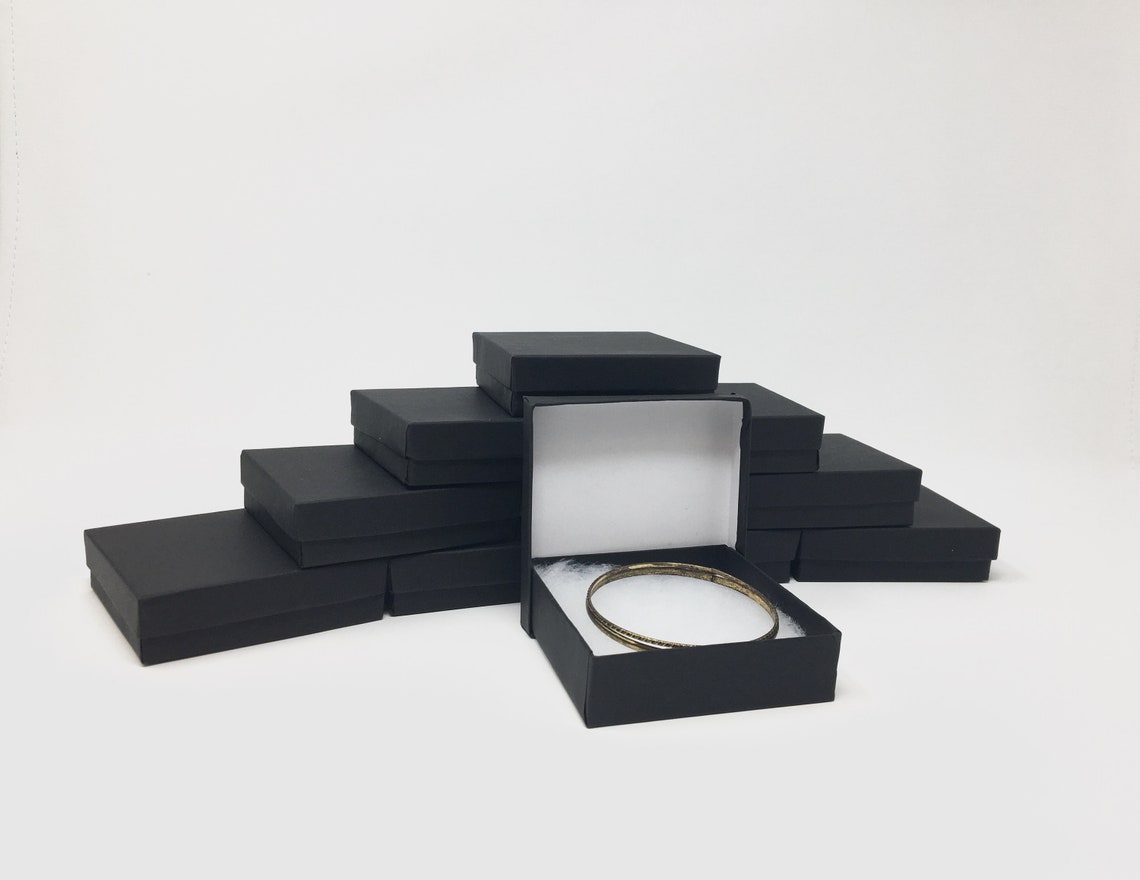 Matte Black Jewelry Boxes - 20-count (3.5 X 3.5 X 1 In.) Square Cotton ...