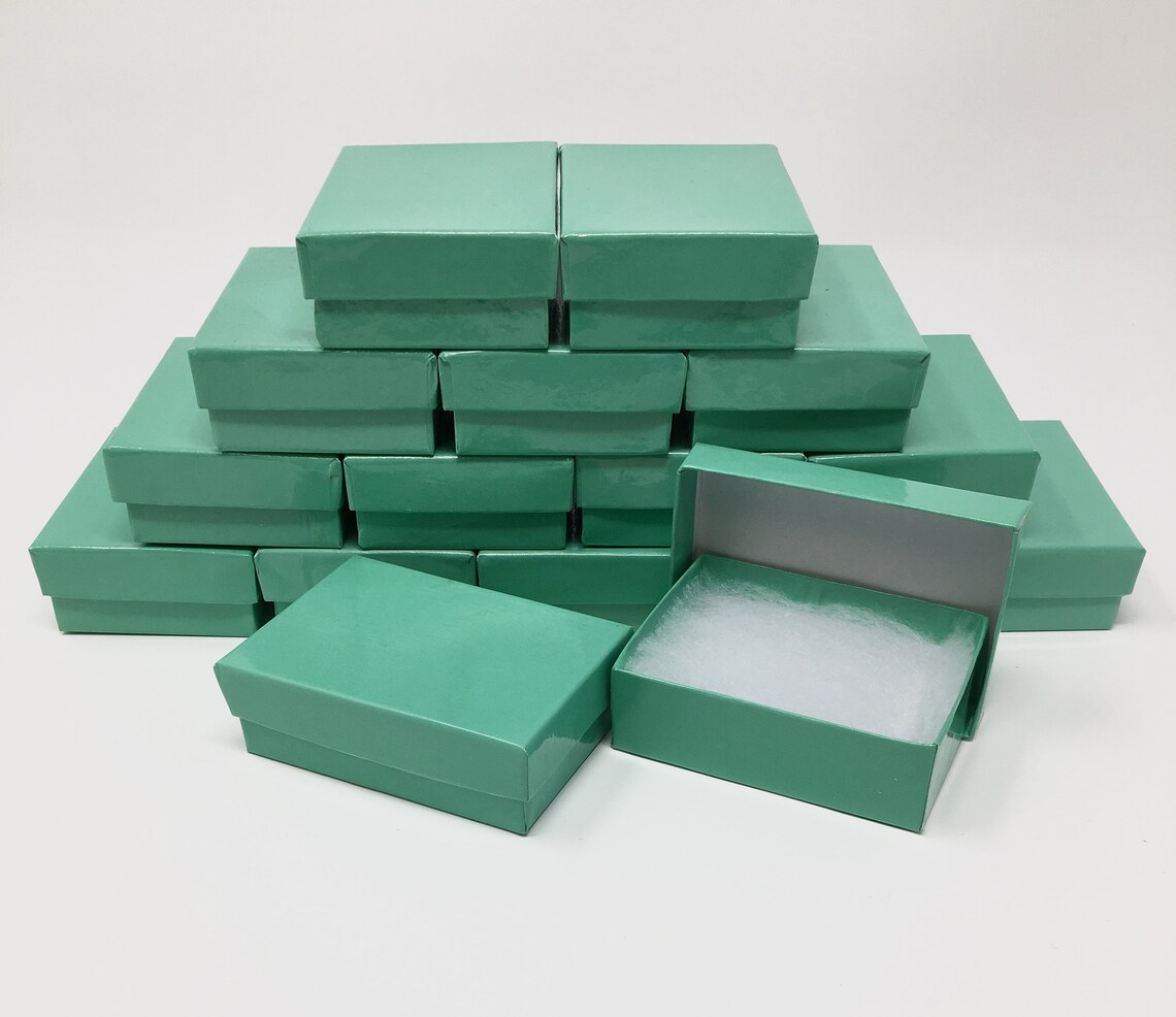 Teal Blue Boxes - 20-count (3.25 X 2.25 X 1 In.) Cotton Filled Jewelry ...