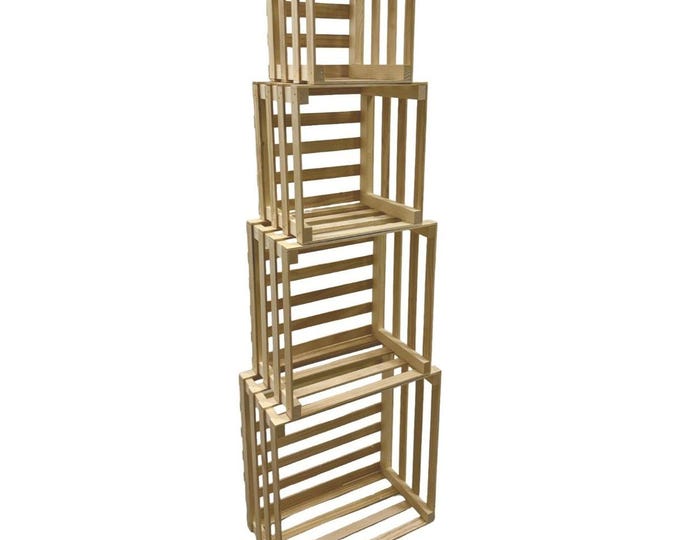 Set of 4 Wooden Nesting Crates – Farmhouse Storage Bins, Rustic Display ...