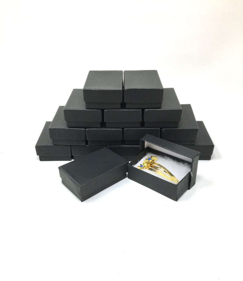100 Pack Matte Black Boxes 2.5 X 1.5 X 1 In. Cotton Filled | Etsy