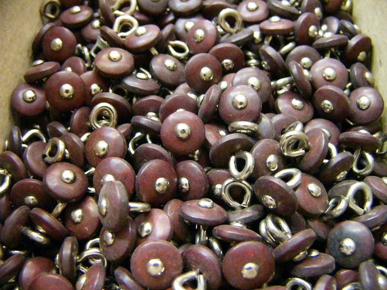 Antique Vintage Victorian Boot Buttons - Brick Red Burgundy With Silver ...