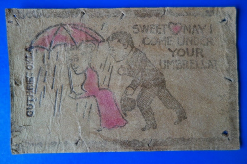 Antique Vintage Leather Postcards - Posted Romantic Love Notes - Early ...