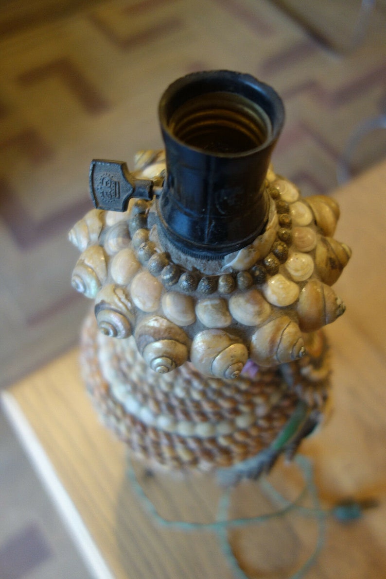 Vintage Folk Art Sea Shell Table Lamp W/ Dragon Design - Etsy