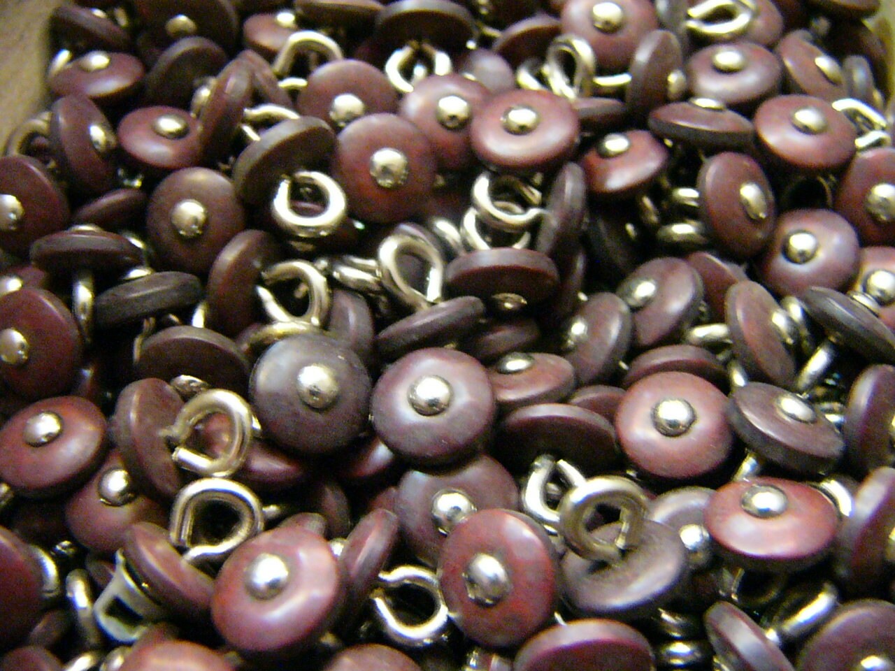 Antique Vintage Victorian Boot Buttons - Brick Red Burgundy With Silver ...
