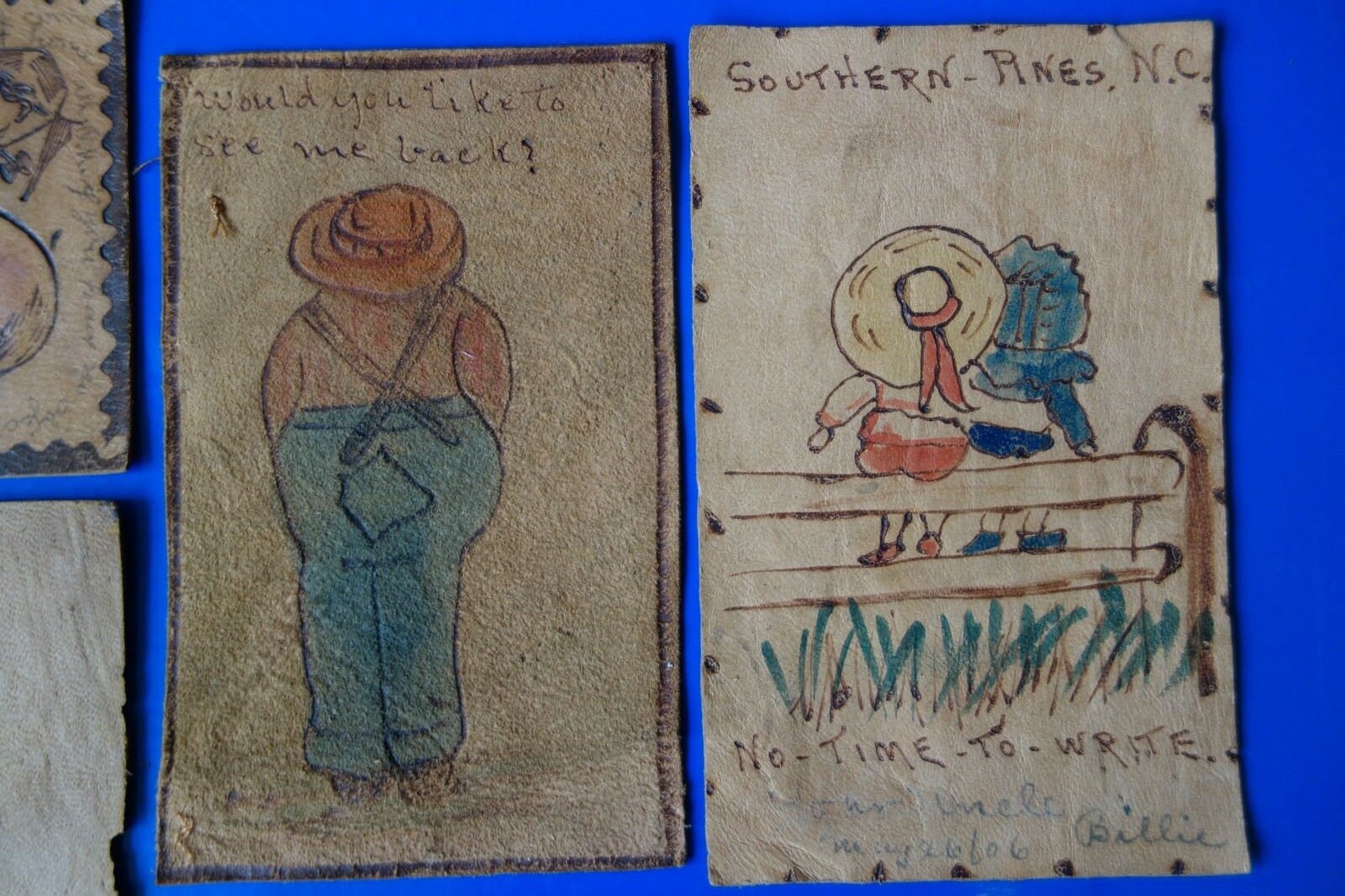 Antique Vintage Leather Postcards - Posted Romantic Love Notes - Early ...