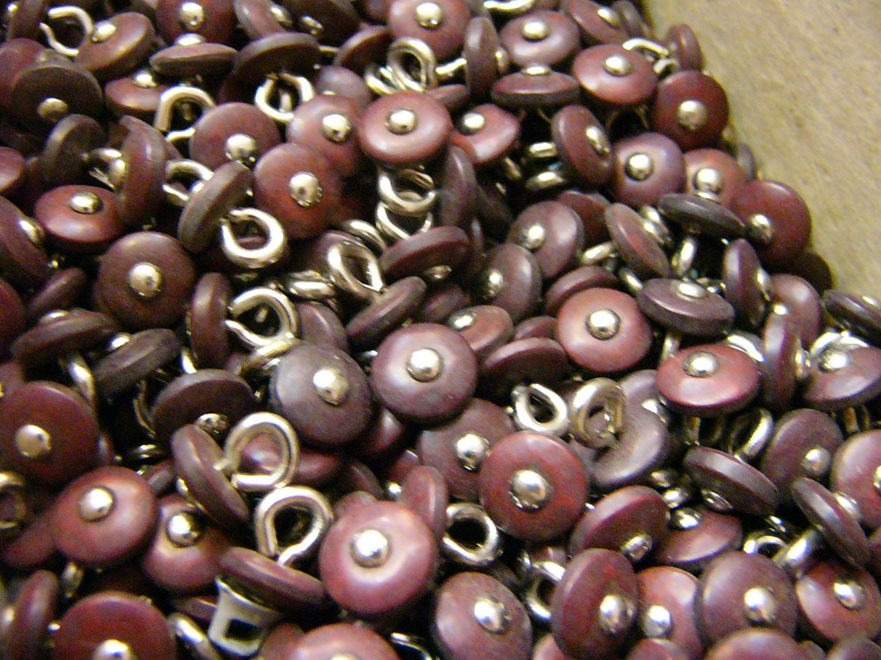 Antique Vintage Victorian Boot Buttons - Brick Red Burgundy With Silver ...