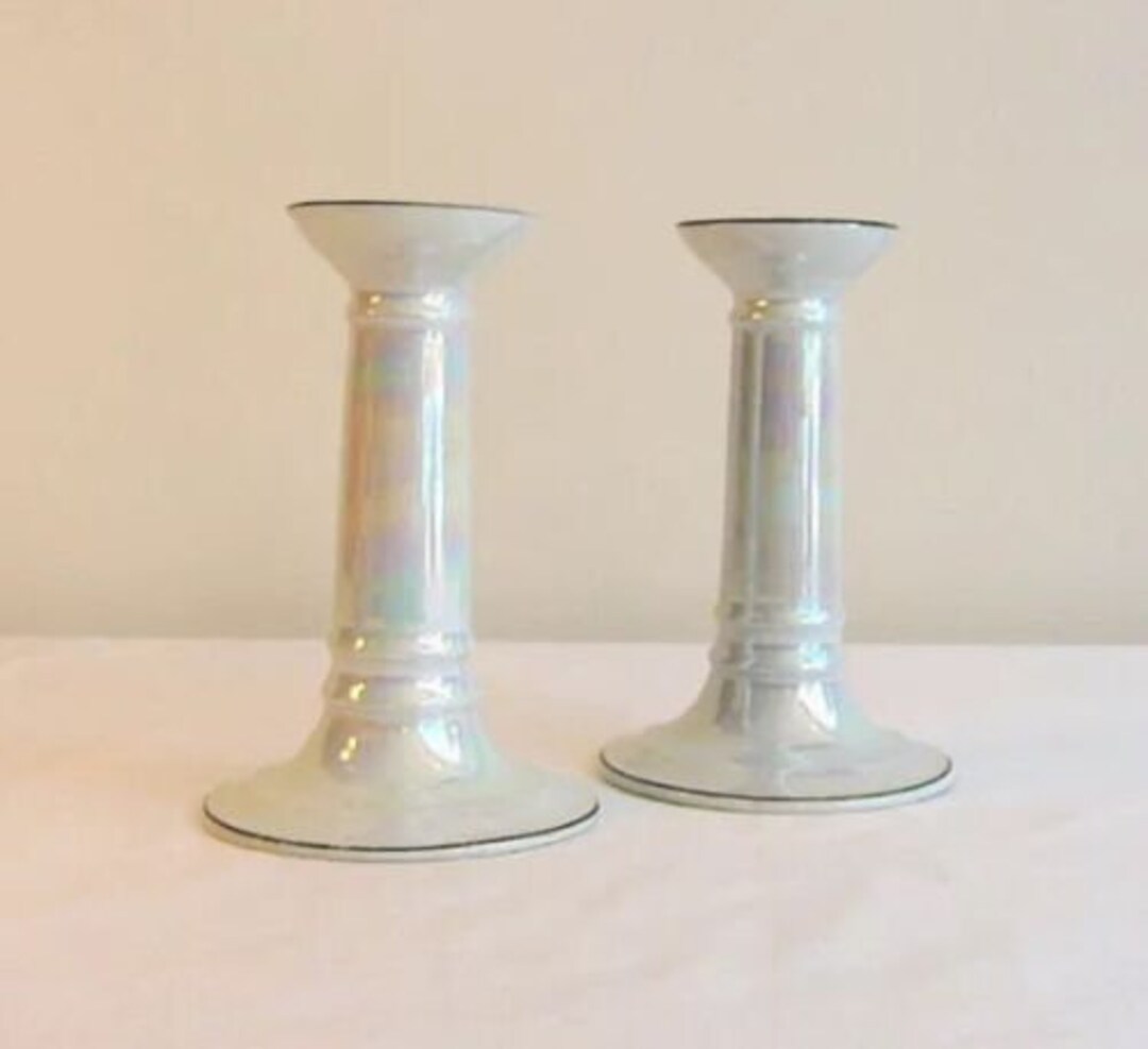 Original RCW Bavaria Opalescent Lusterware Pair of Candlesticks ...