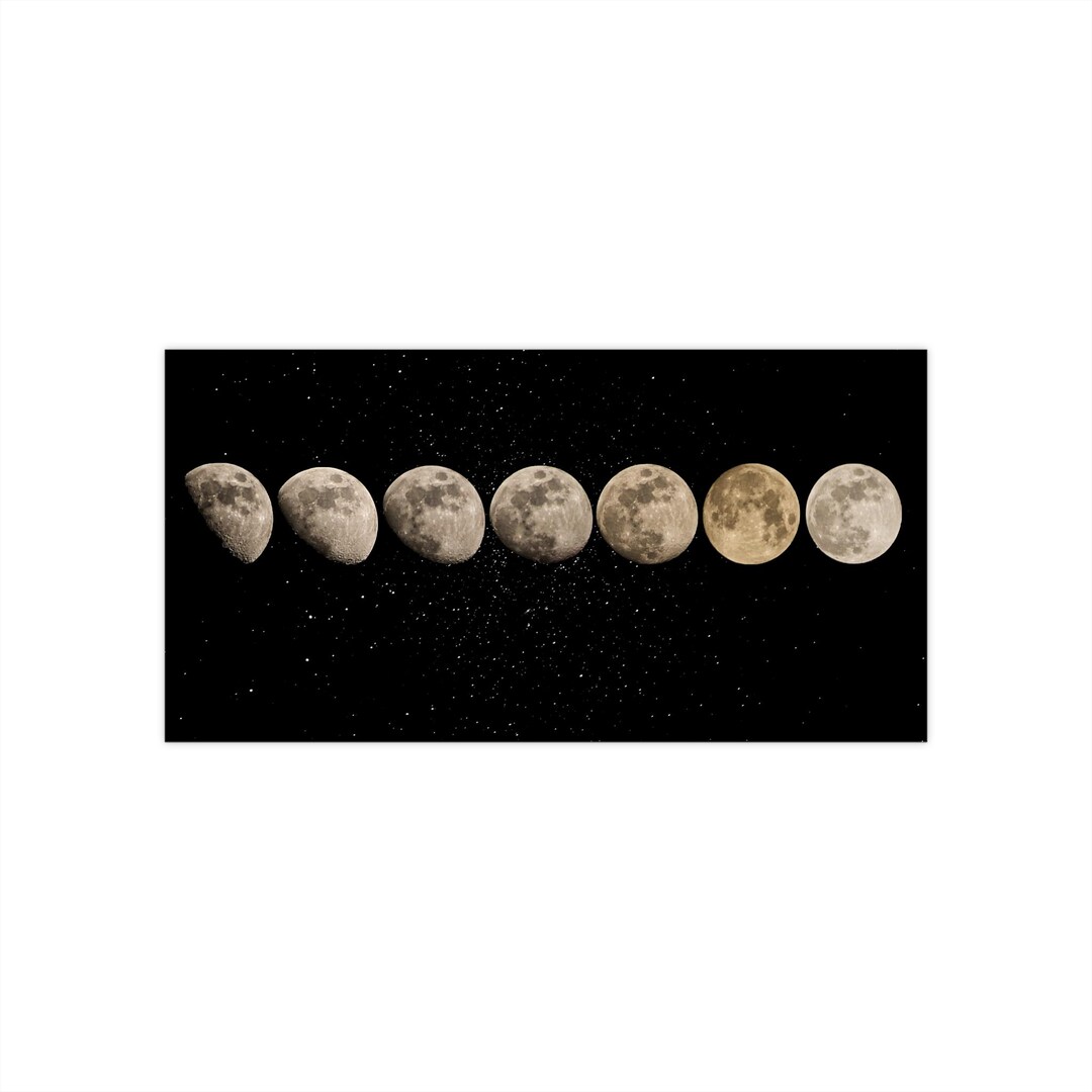 Lunar Phases Bumper Stickers Set, Astrophotography Car Decals, Moon ...