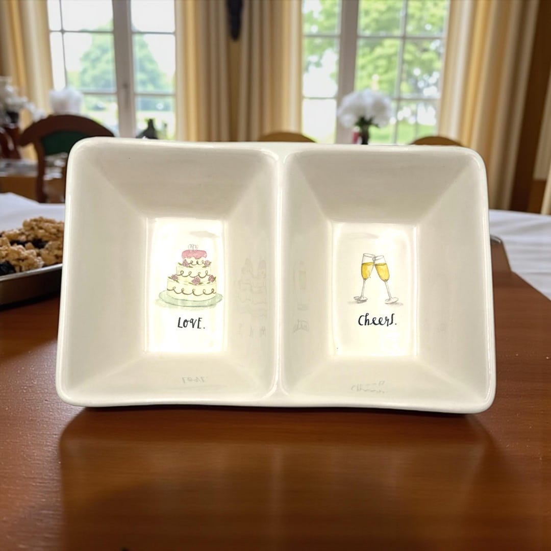 Rae Dunn 'love & Cheers' Divided Dish: Wedding Cake Champagne Tray - Etsy