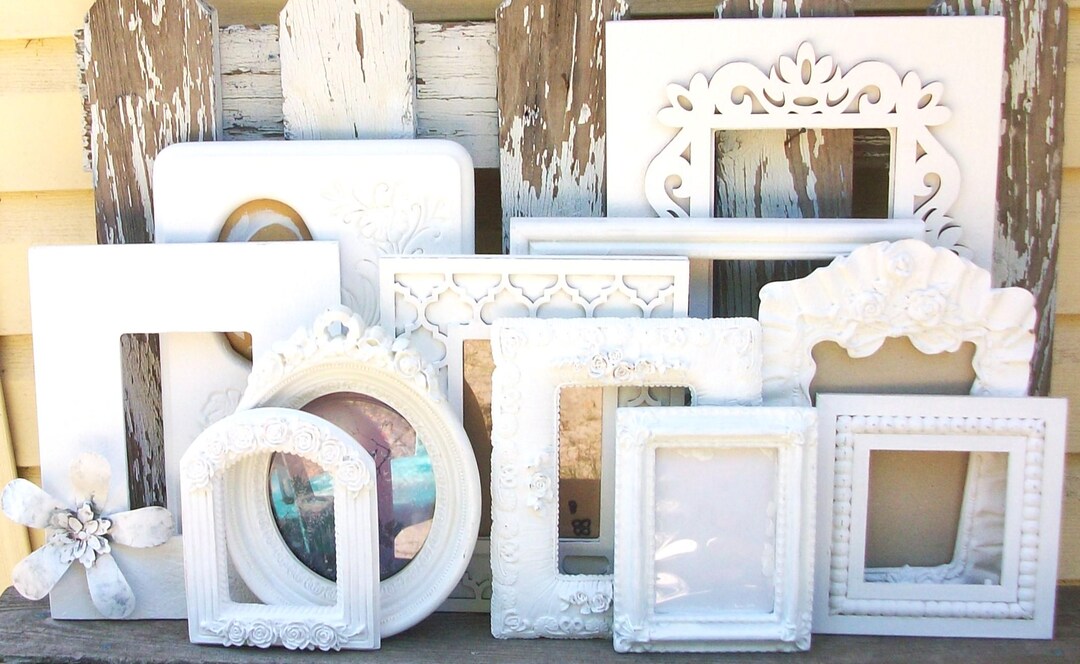 11 New and Vintage Shabby Chic Shades of White Picture Frames Home ...