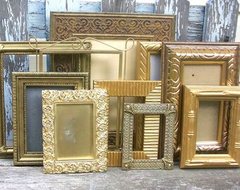 Set of 10 New & Vintage Ornate Shades of Gold Picture Frames for ...