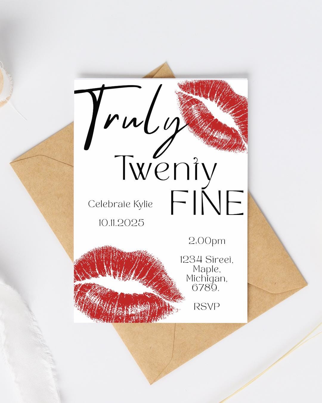 Truly Twenty FINE - Digital 25th Birthday Invitation Template - Etsy