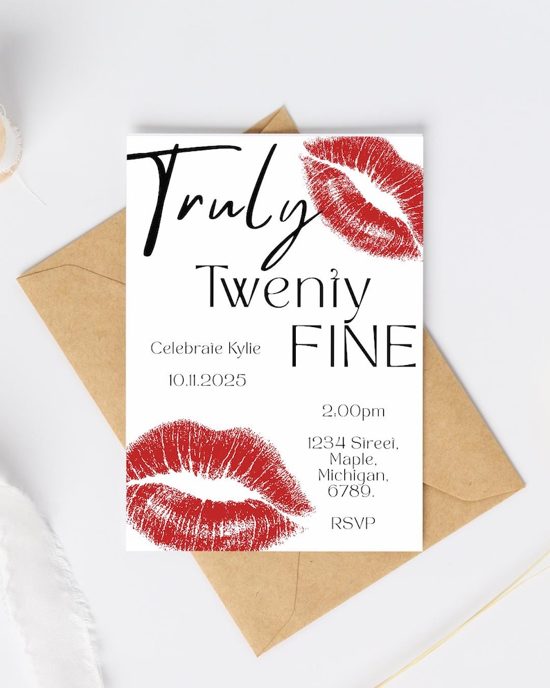 Truly Twenty FINE - Digital 25th Birthday Invitation Template - Etsy