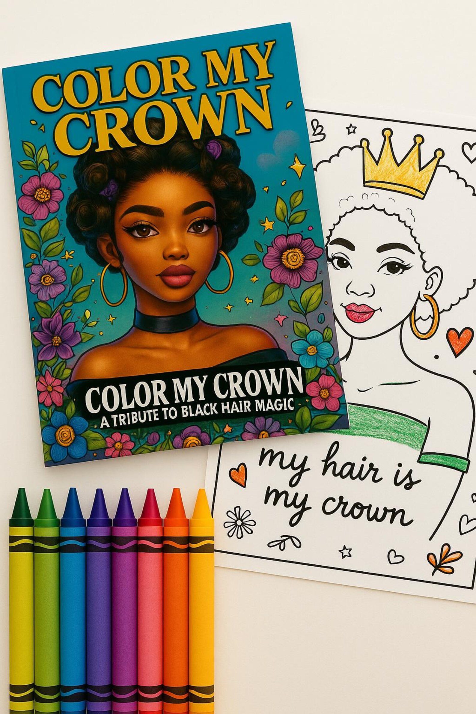 Color My Crown Printable Adult Coloring Book, Black Women Hairstyle ...