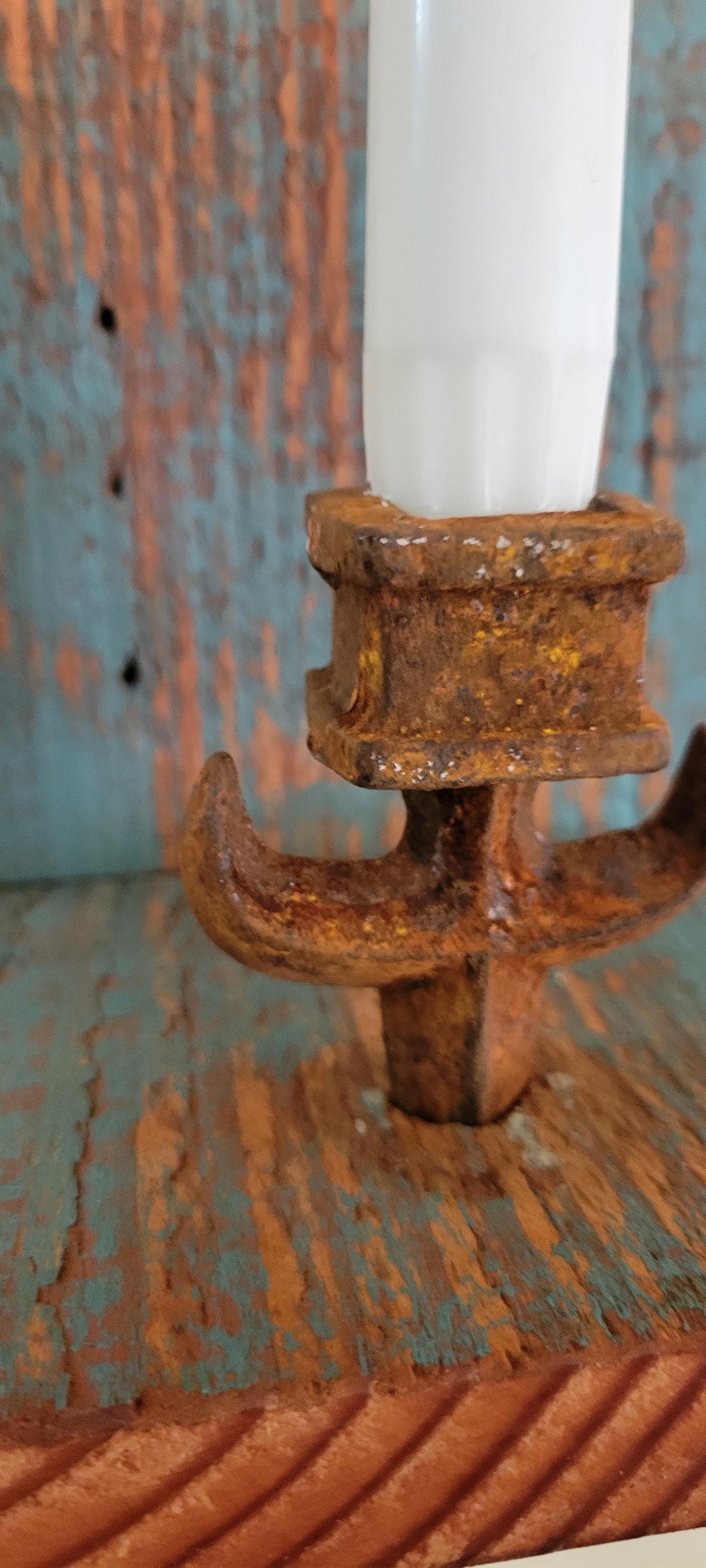 2 Rustic Blue Barnwood Candle Holder Sconces. Upcycled Bydejadesigns - Etsy