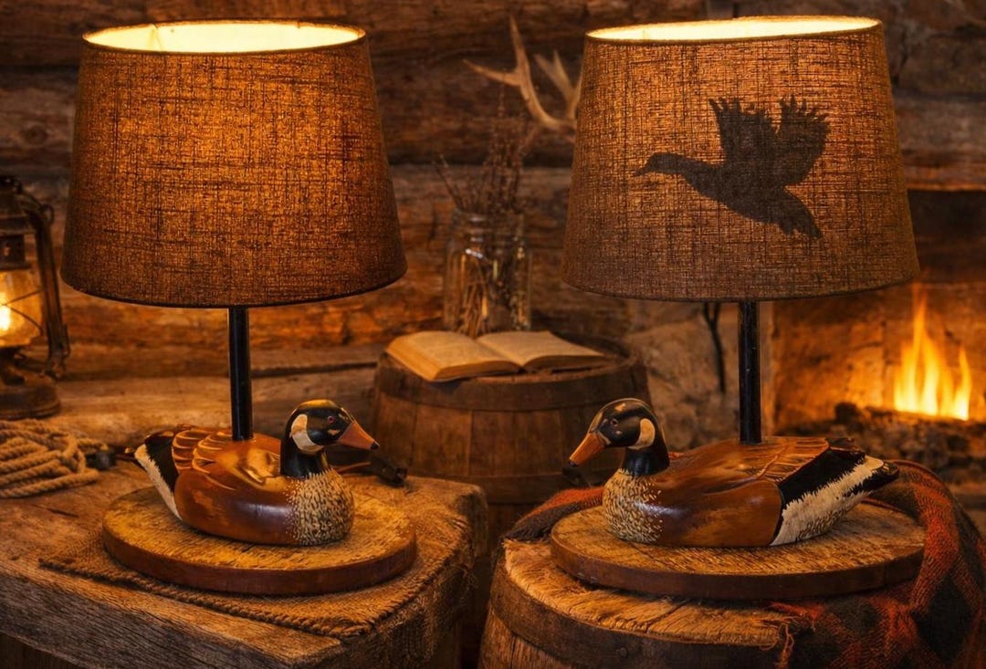 PAIR of Duck Decoy LAMPS. Rustic Decor. Hunting Decor. Cottage Style ...