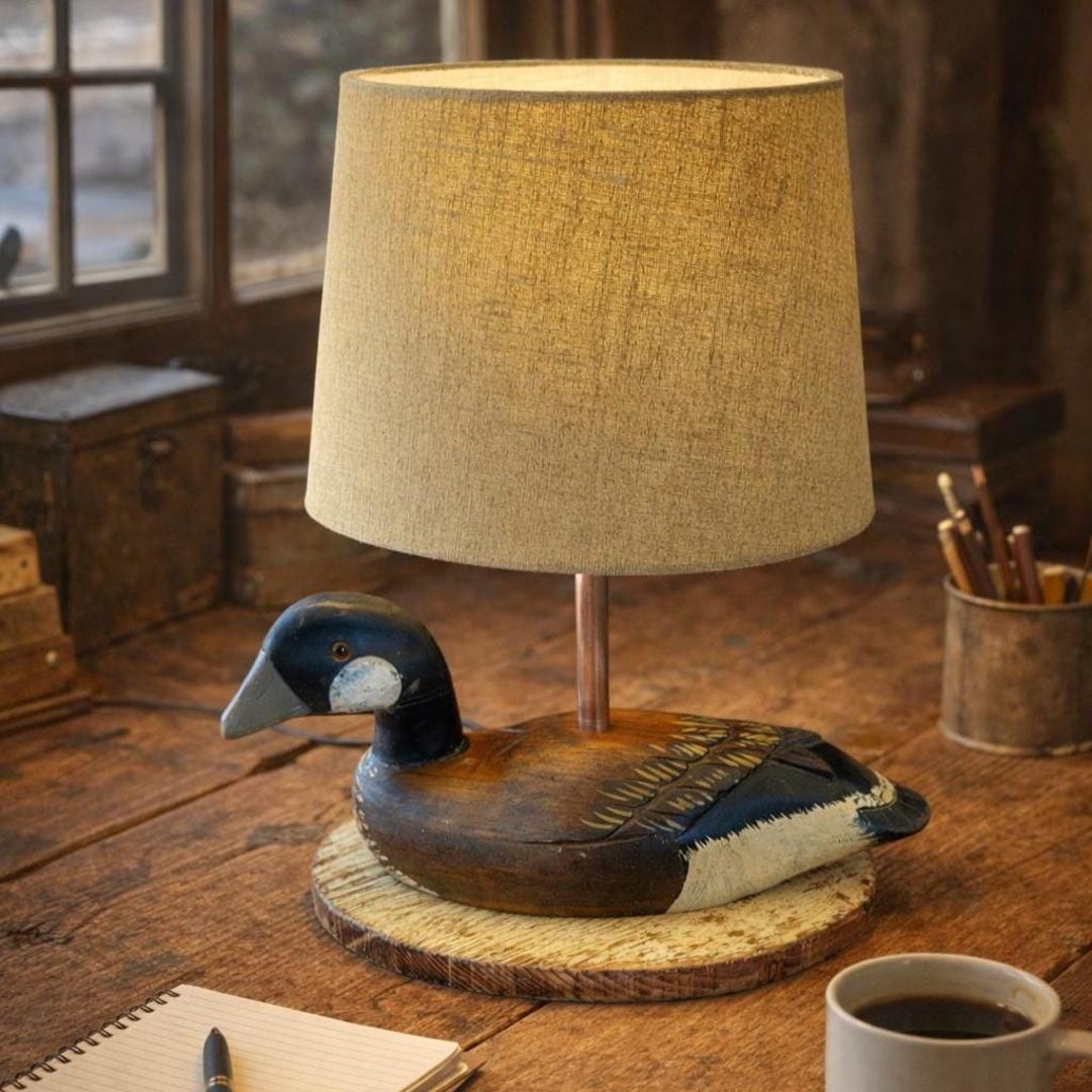 Rustic Vintage Duck Decoy LAMP. on Barnwood Base. Upcycled ...