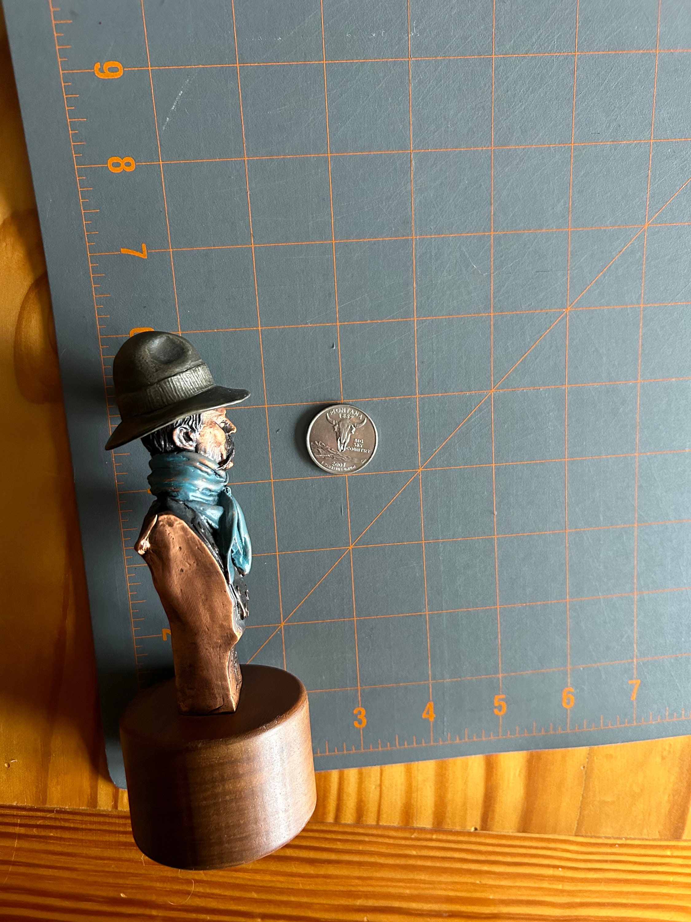 David Lemon Small Solid Bronze Statue the Buckaroo 1980 With Wooden Base, Western Sculpture - Etsy