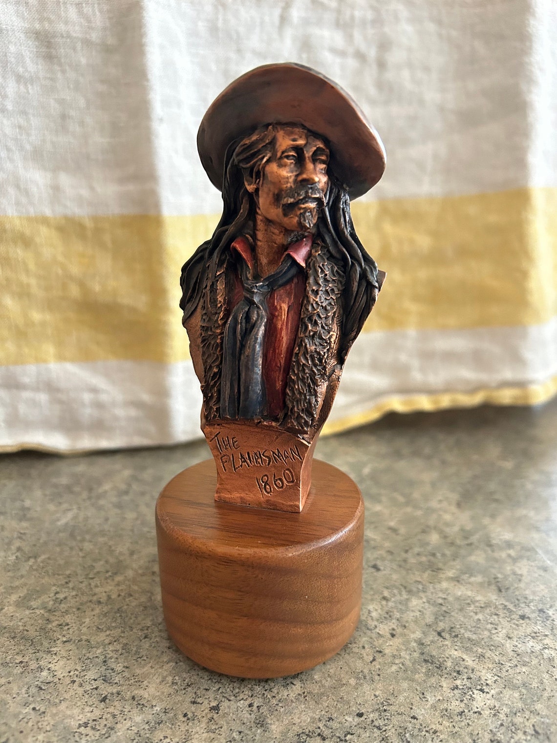 David Lemon Small Solid Bronze Statue the Plainsman 1860 With Wooden ...