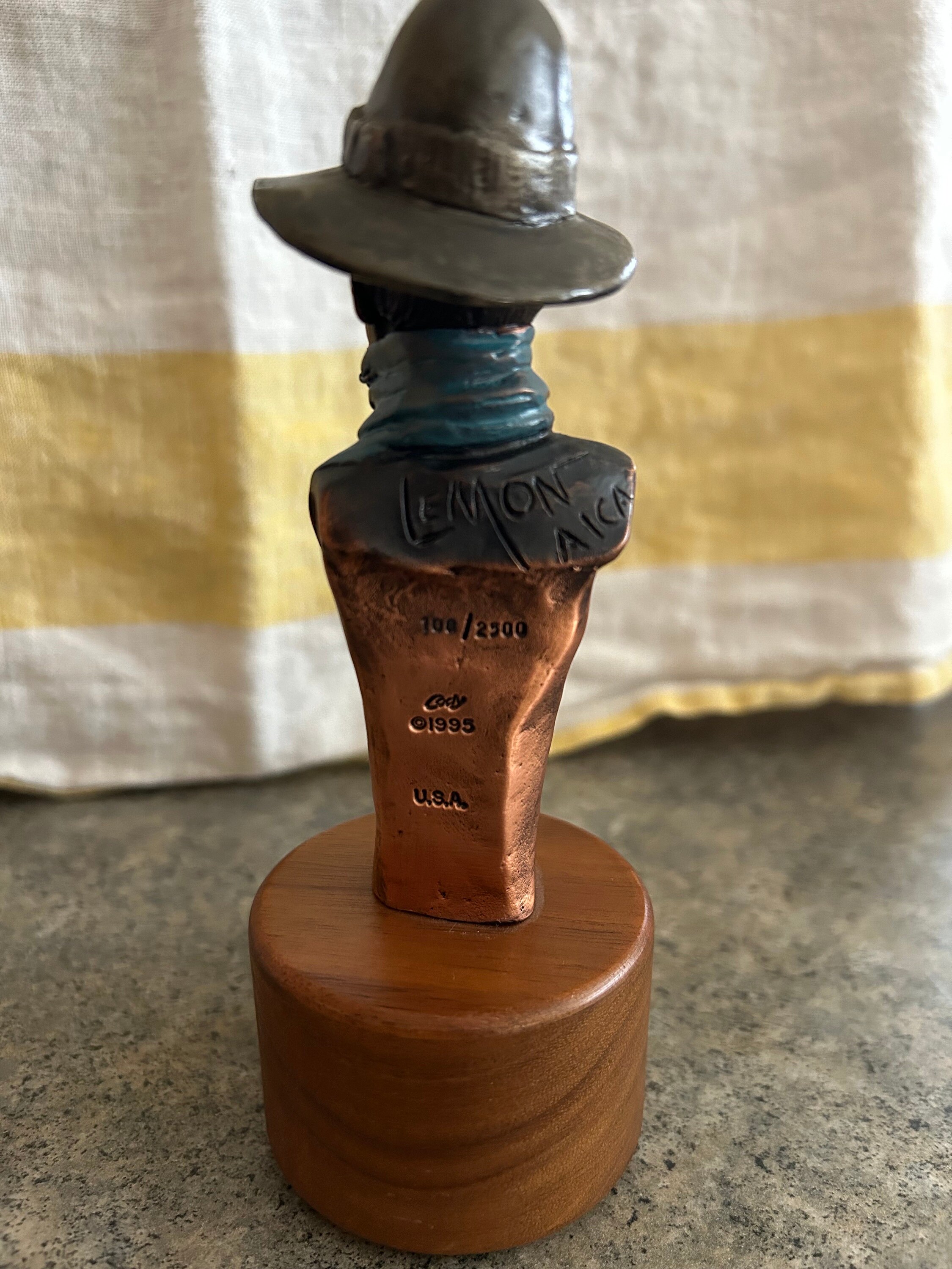 David Lemon Small Solid Bronze Statue the Buckaroo 1980 With Wooden ...