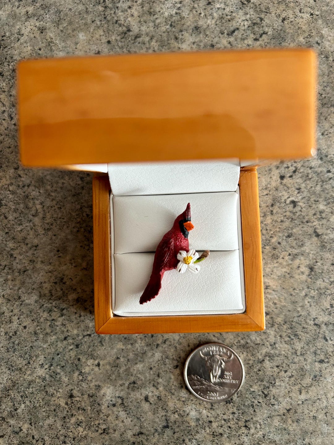 Cardinal Bird and Flower Pin Made of Elk Antler, Montana Handmade Hat ...