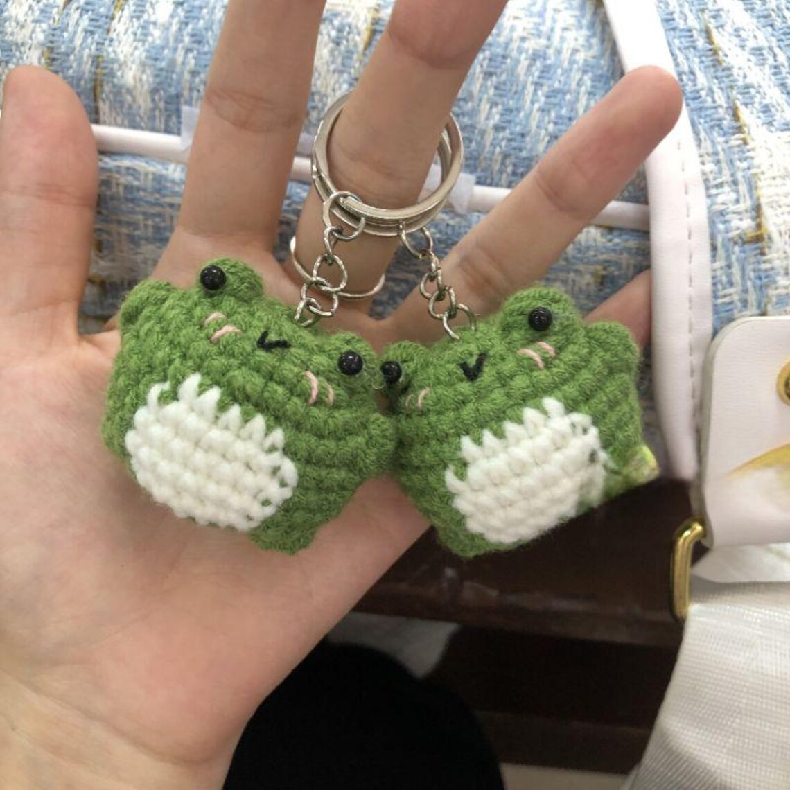 Handmade Green Frog Wool Keychain - Etsy
