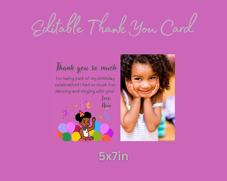 Editable Gracie’s Corner Thank You Card With Photo, Instant Download ...