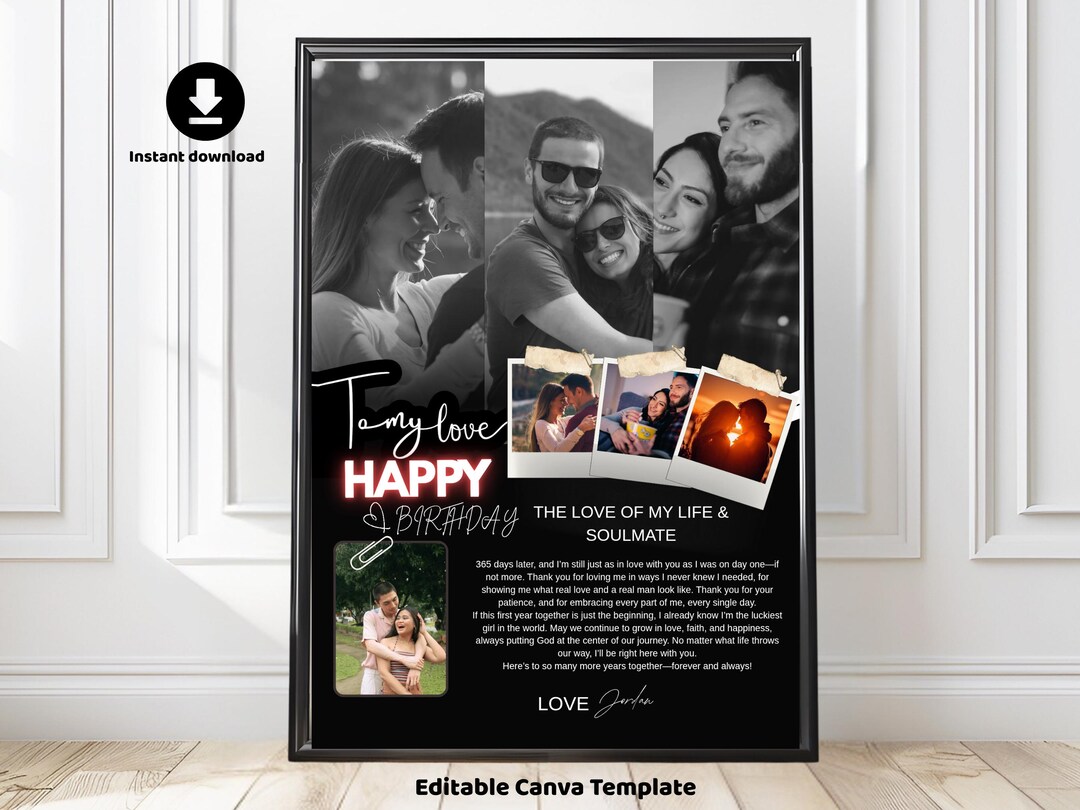 Custom Couple Photo Collage Template | Boyfriend Birthday or ...