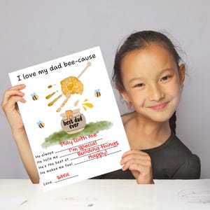 Father's Day Handprint Craft: Bee-themed Fill-in Printable (digital ...